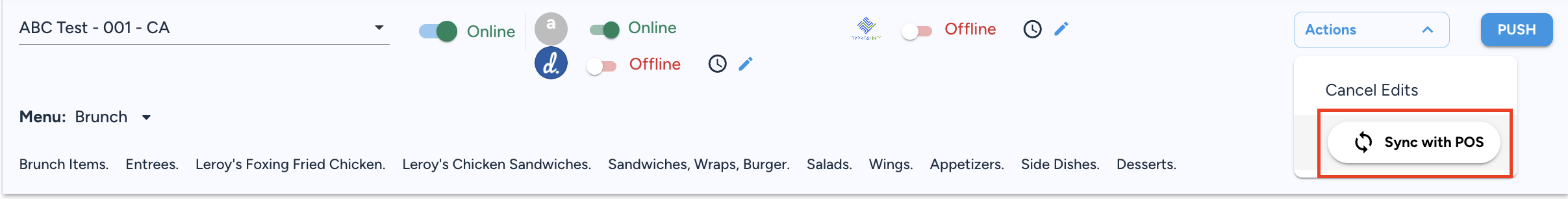 Brink - Menu Management – Checkmate