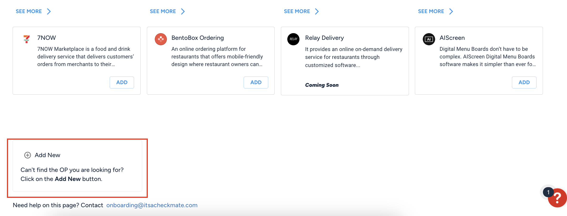 Ordering Platform Setup step in Onboarding – Checkmate