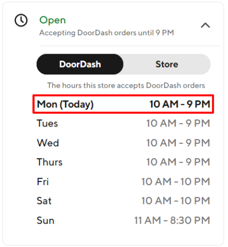 DoorDash hours different than the Store hours (DoorDash buffer time ...
