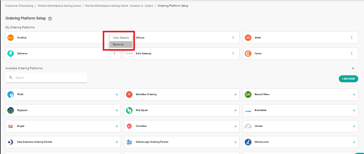 Ordering Platform Setup step in Onboarding – ItsaCheckmate